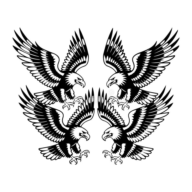 Eagle Vector Silhouette Flying and Attacking Eagle Clip-art Design ...