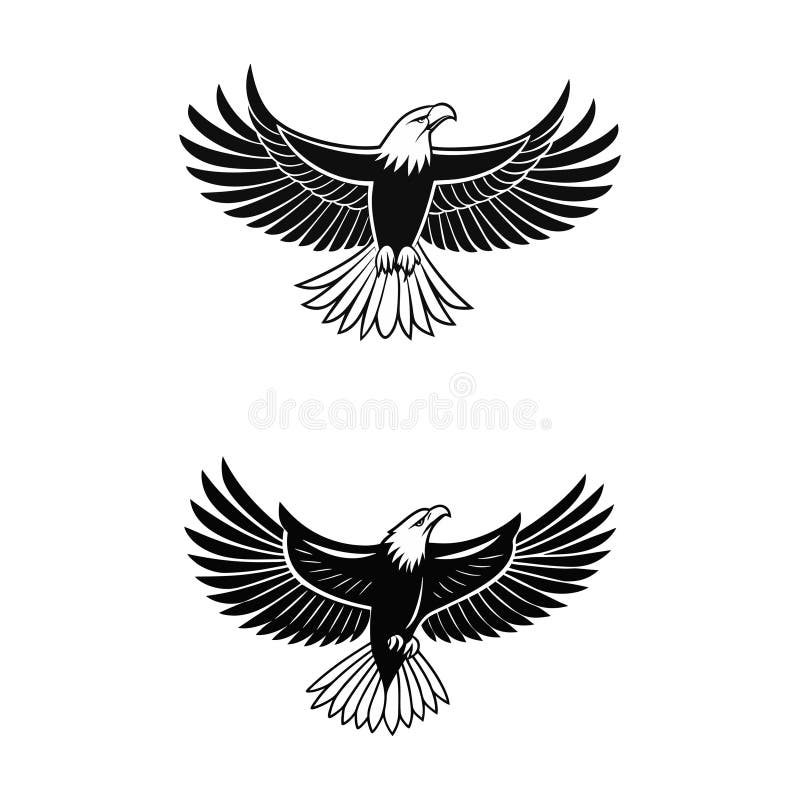 Eagle Vector Silhouette Set - Majestic Bird Illustrations. Stock Photo ...