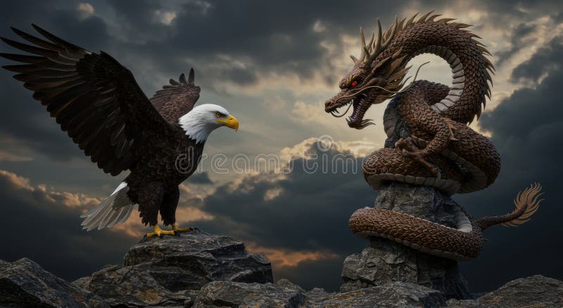 Eagle Vs Dragon: AI-Generated Art Stock Illustration - Illustration of ...