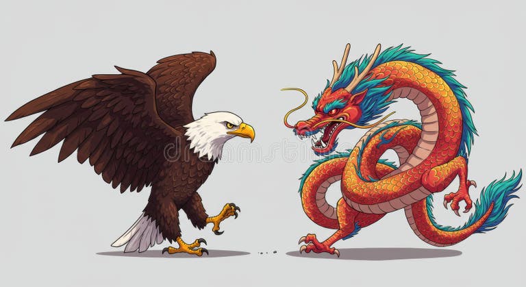 Eagle vs Dragon stock illustration. Illustration of chinese - 376139522