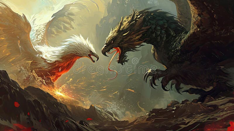 The eagle VS the dragon stock image. Image of china - 302112771