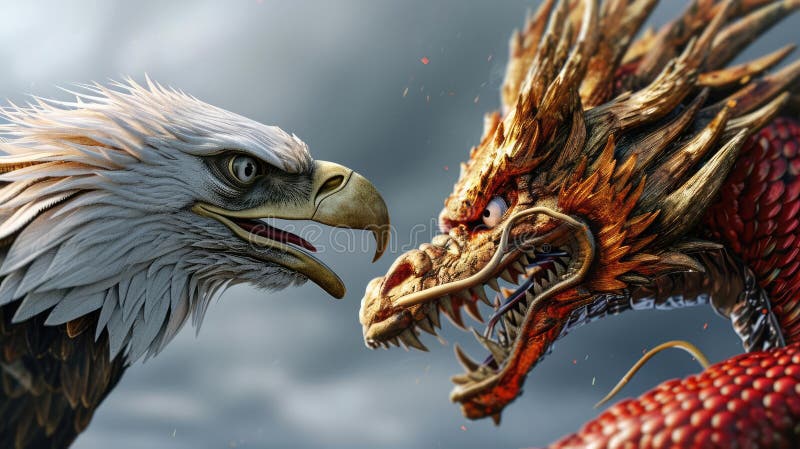 The eagle VS the dragon stock image. Image of beijing - 302116009