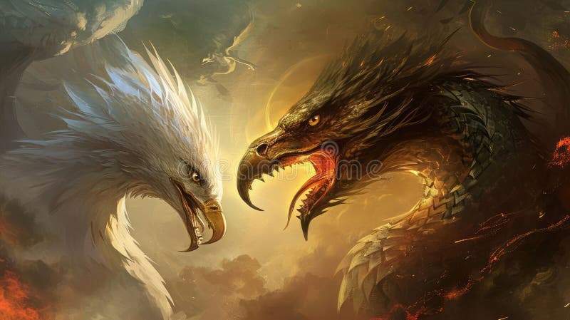 The eagle VS the dragon stock photo. Image of democracy - 302115170