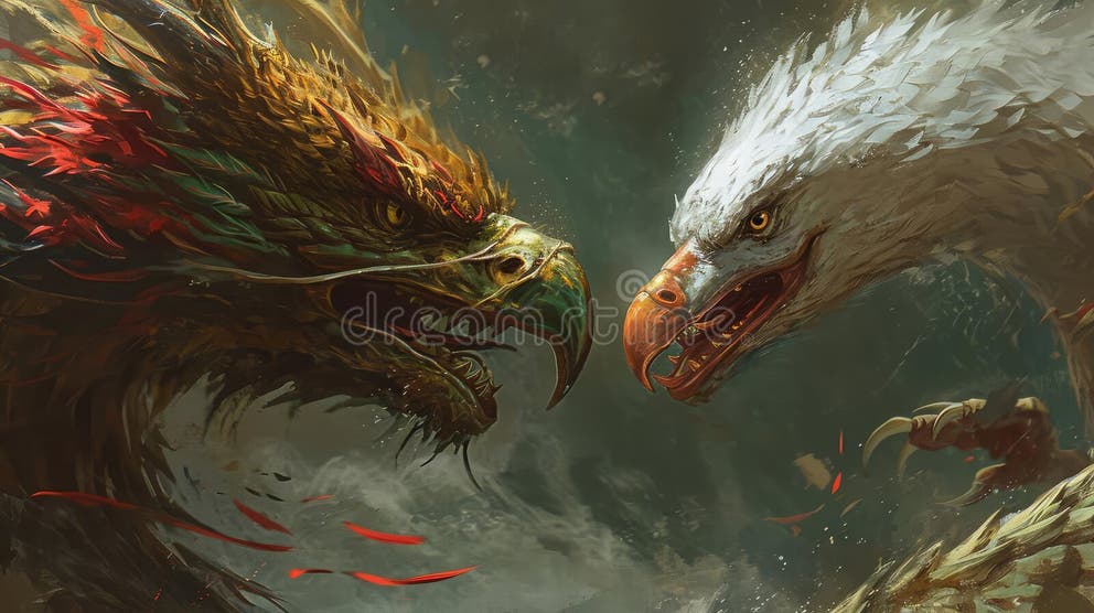 The eagle VS the dragon stock photo. Image of economy - 302115272