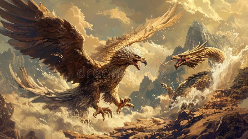 The eagle VS the dragon stock image. Image of flag, china - 302115865
