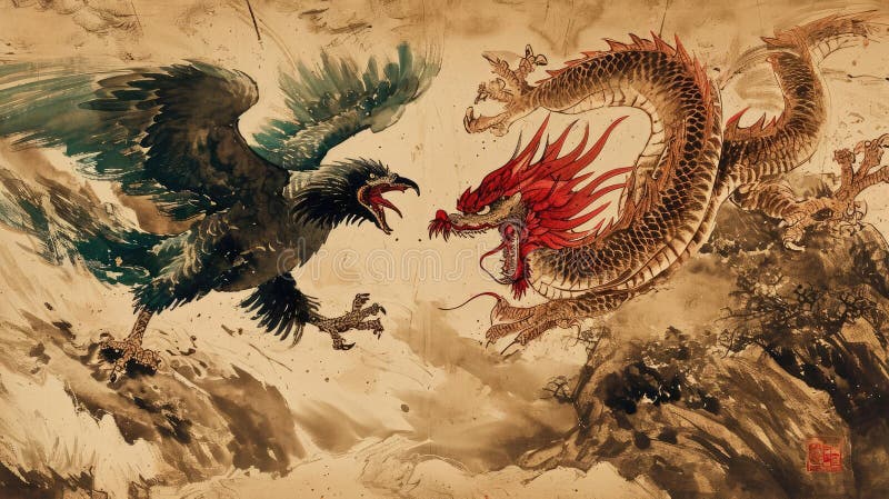 The eagle VS the dragon stock image. Image of news, shanghai - 302116023