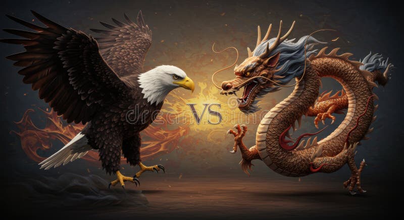 Eagle Vs. Dragon: Epic Showdown Stock Illustration - Illustration of ...