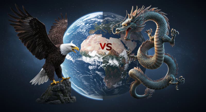 Eagle Vs Dragon: a Global Showdown Stock Illustration - Illustration of ...