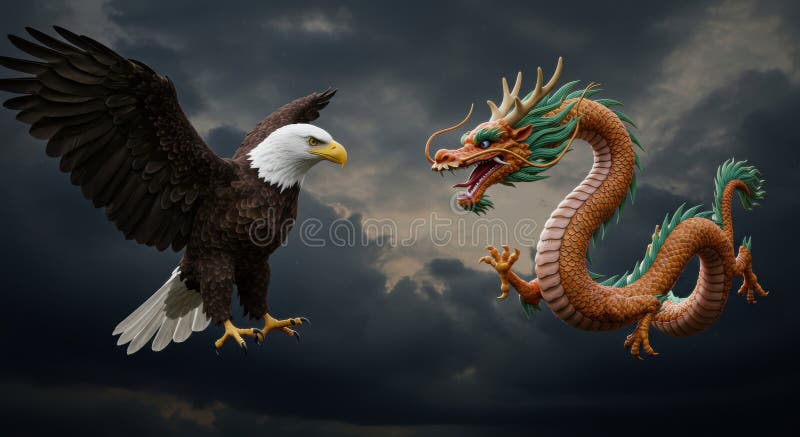 Eagle vs. Dragon Showdown stock illustration. Illustration of eagle ...