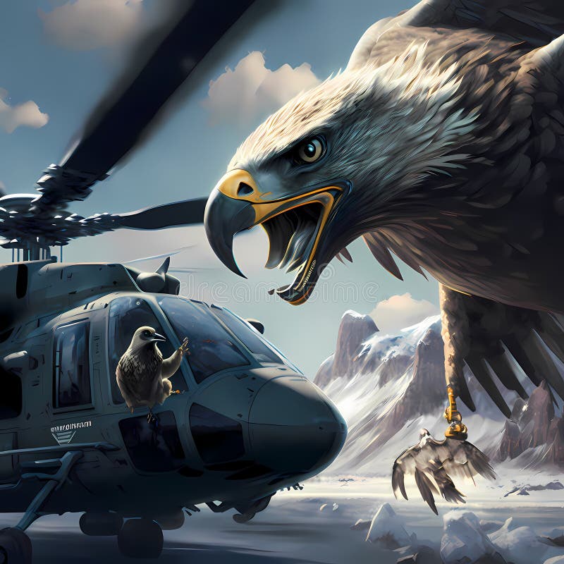 Eagle Vs Helicopter Digital Art Stock Illustration - Illustration of ...