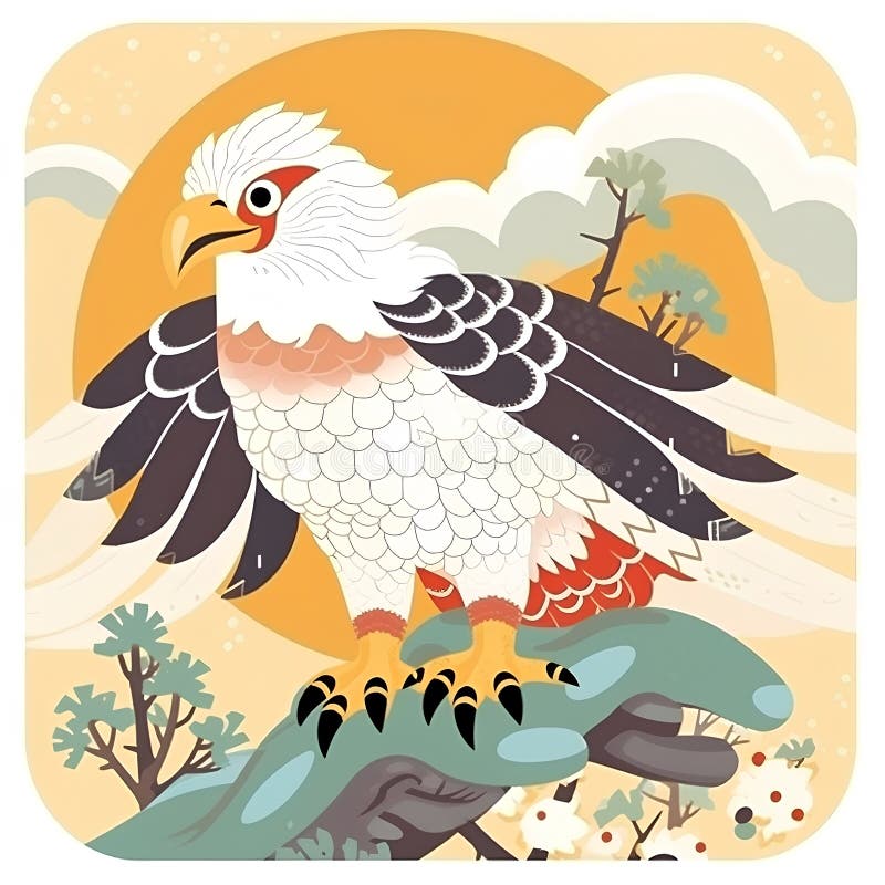 Eagle in the Wild. Vector Illustration. Cartoon Style. Wild Animals ...