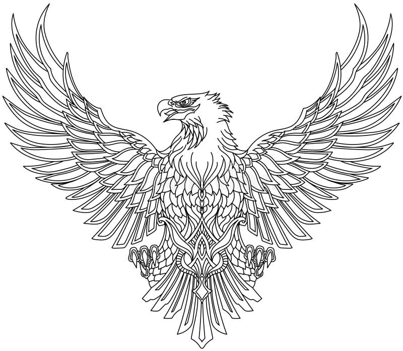Eagle with Wings Spread Tattoo Stock Vector - Illustration of vector ...
