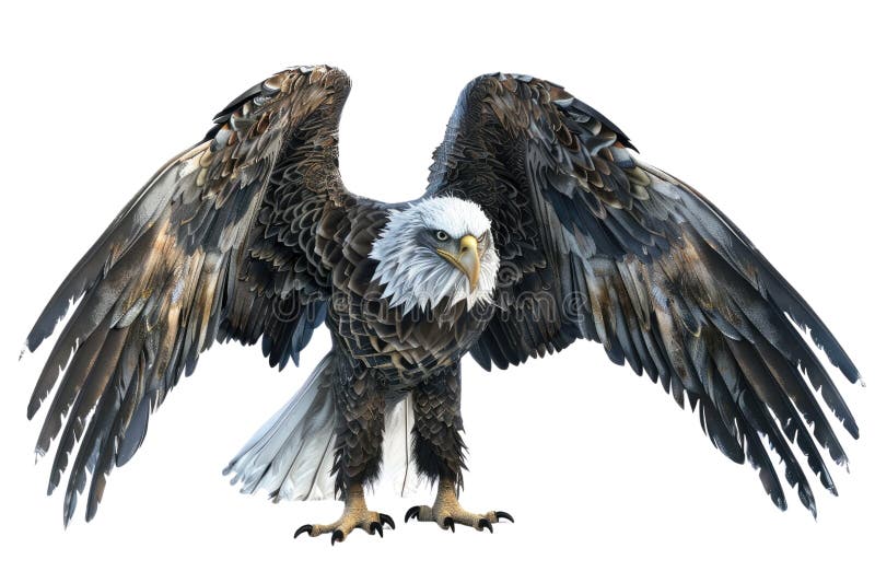 Eagle with Wings Spread Isolated on White Background. Studio Wildlife ...