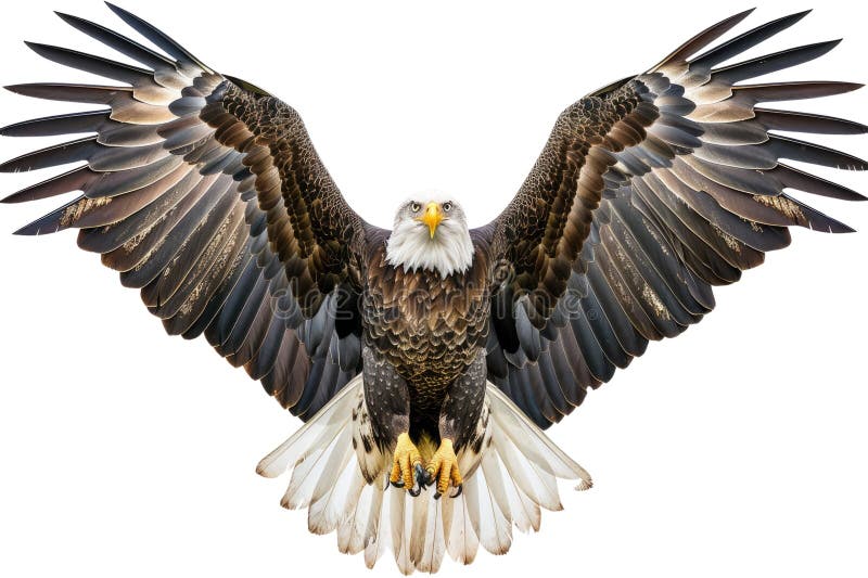 Eagle with Wings Spread Isolated on White Background. Studio Wildlife ...