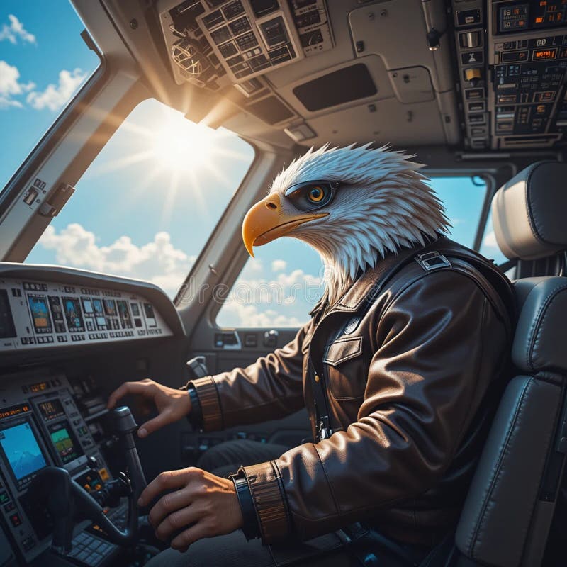 An Eagle Working As a Plane Pilot Stock Illustration - Illustration of ...