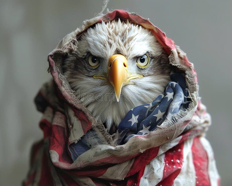 An Eagle Wrapped in an American Flag Stock Illustration - Illustration ...