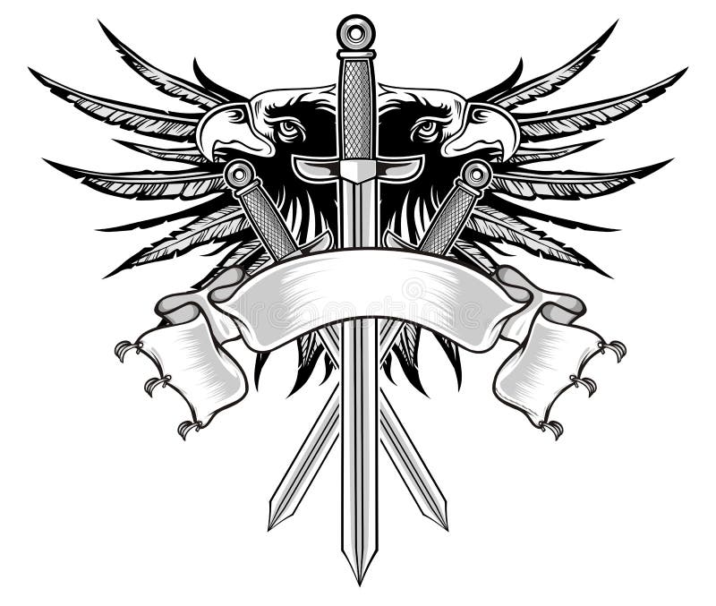 Espada Del Ejemplo Del Vector Con Las Alas Y El Rey Ilustración del ...