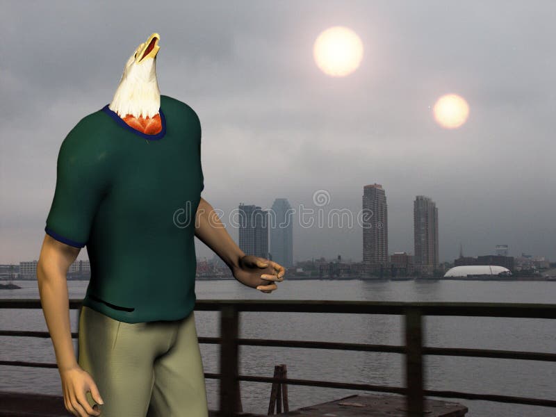 Eagleman illustration stock. Illustration du sightseeing - 84816179