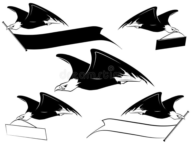 Eagles with Flags and Ribbons Stock Vector - Illustration of flags ...