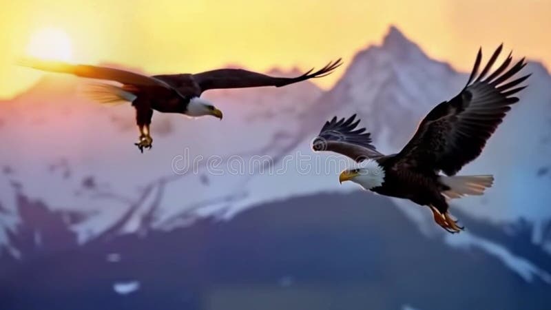 Eagles Soaring Over Snow-Capped Peaks Stock Footage - Video of bird, outdoors: 341035332