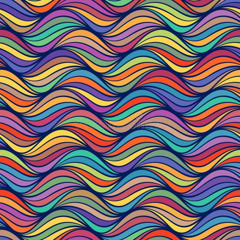 Eamless Abstract Geometric Pattern. Multicolored Wavy Braided Lines on ...
