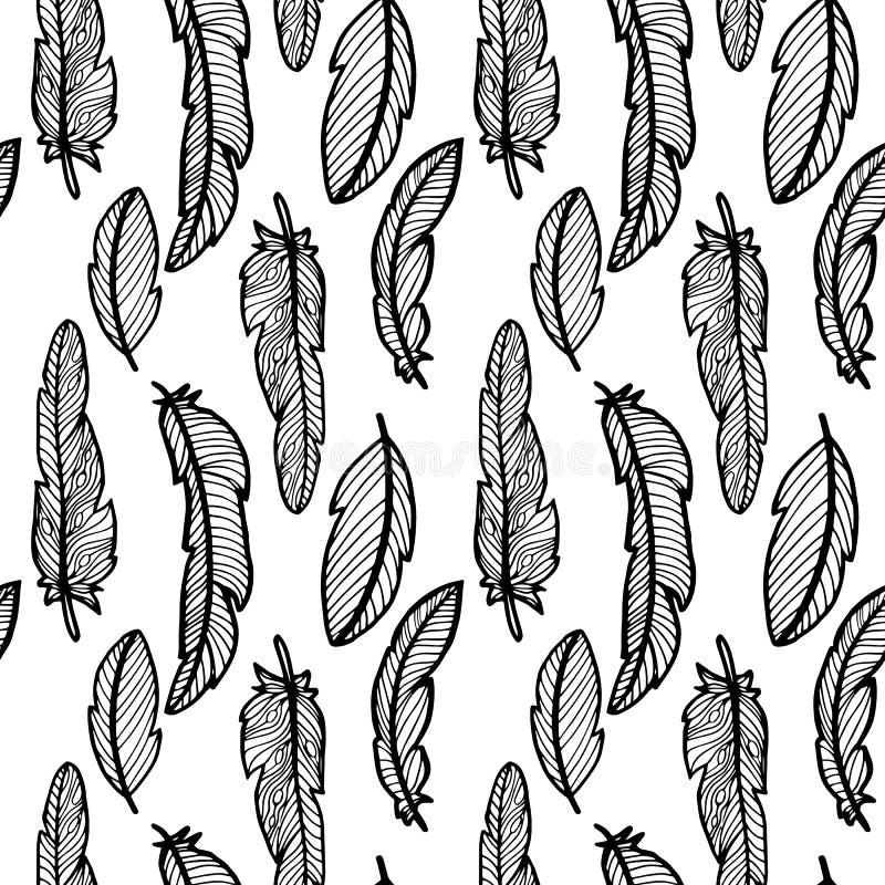 Eamless Pattern with Feathers Stock Vector - Illustration of design ...
