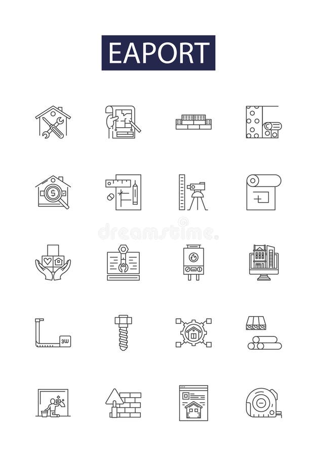 Eaport Line Vector Icons and Signs. Departures, Arrivals, Terminals ... Eaport Line Vector Icons and Signs. Departures, Arrivals, Terminals ...