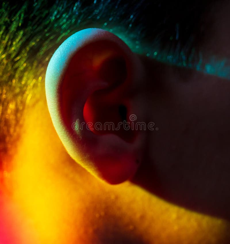 The Ear of the Boy in the Light of the Rainbow Stock Photo - Image of ...