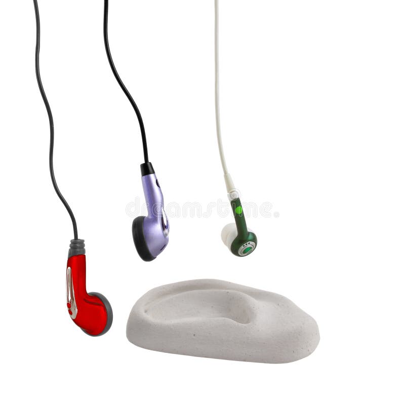 Ear Buds with ear stock photo. Image of listen, tune - 17687640