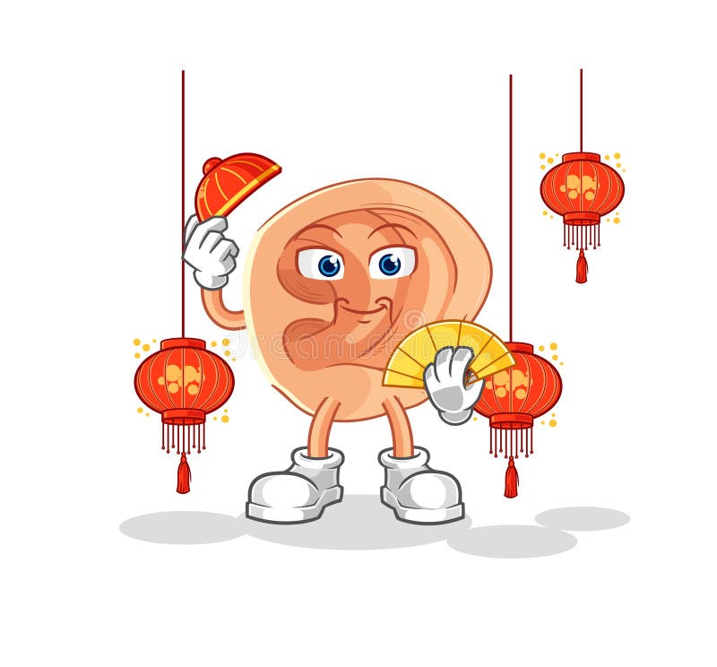Ear Chinese with Lanterns Illustration. Character Vector Stock Vector ...