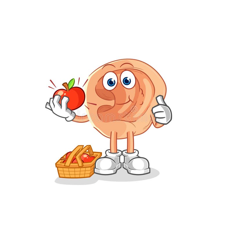 Ear Eating an Apple Illustration. Character Vector Stock Vector ...