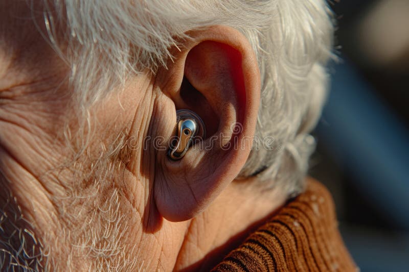 Ear of an Elderly Person with Hearing Aid Stock Image - Image of senior ...