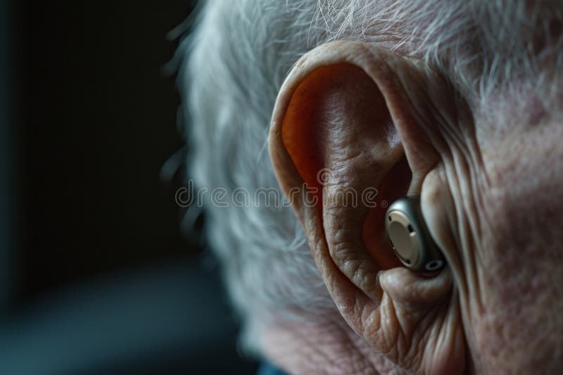 Ear of an Elderly Person with Hearing Aid Stock Illustration ...