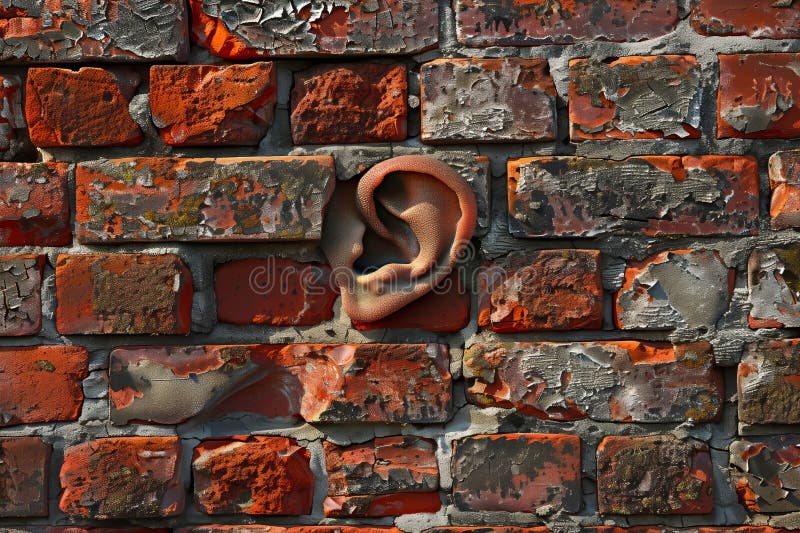 Ear Embedded in Weathered Brick Wall Stock Image - Image of curiosity ...