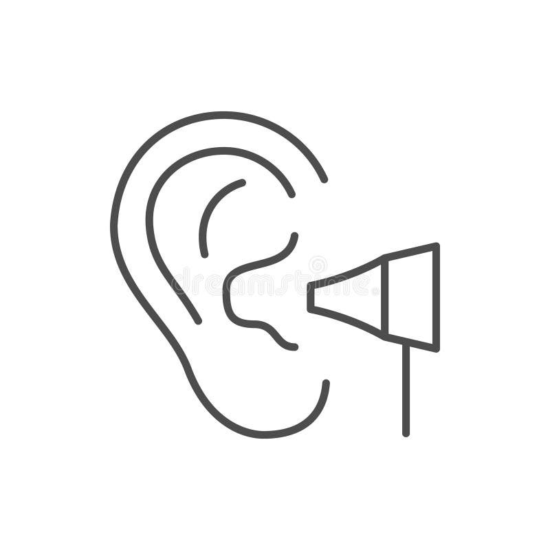 Ear exam line outline icon stock vector. Illustration of listening ...