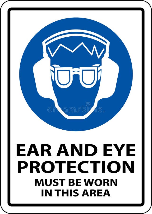 Ear and Eye Protection Sign on White Background Stock Vector ...