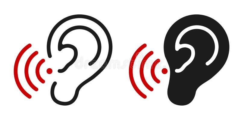 Ear, Hearing Aid Symbol in Line and Solid Style, Hearing Icon Stock ... Ear, Hearing Aid Symbol in Line and Solid Style, Hearing Icon Stock ...