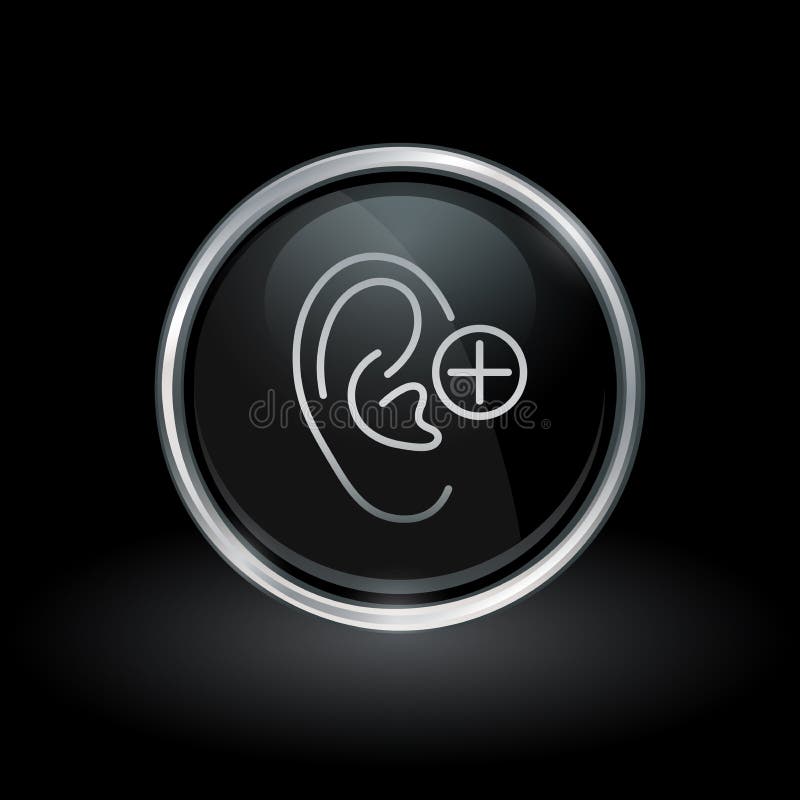 Ear Hearing Icon Inside Round Silver Black Emblem Stock Illustrations ...