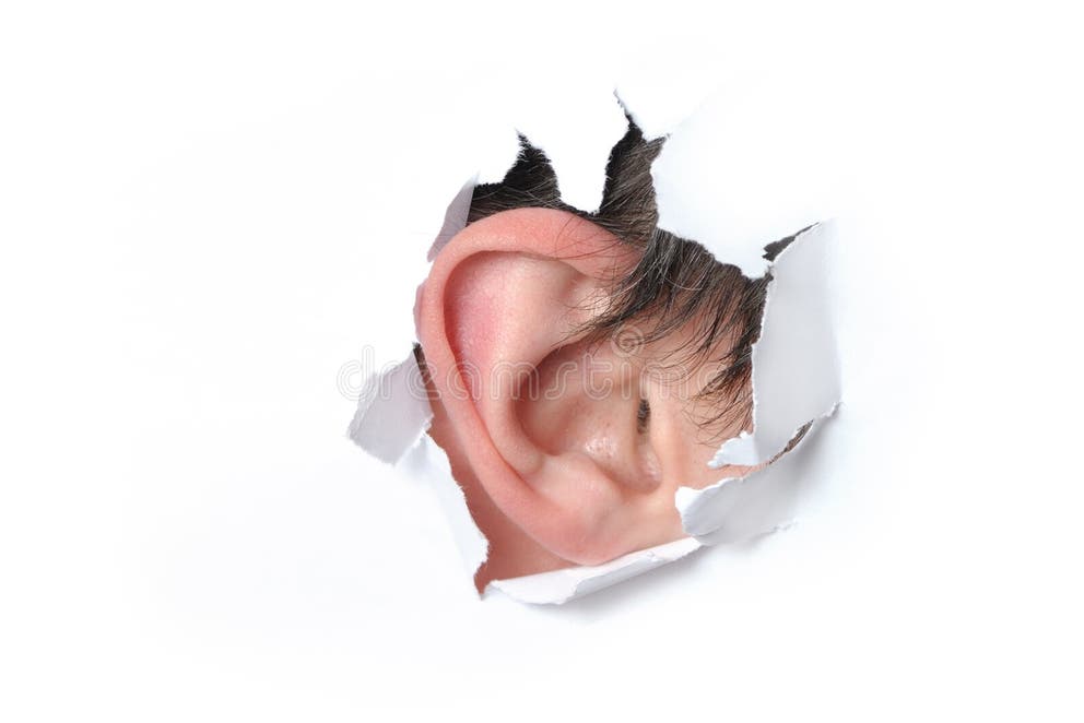 Ear in a hole of paper stock image. Image of paper, eavesdrop - 15122929