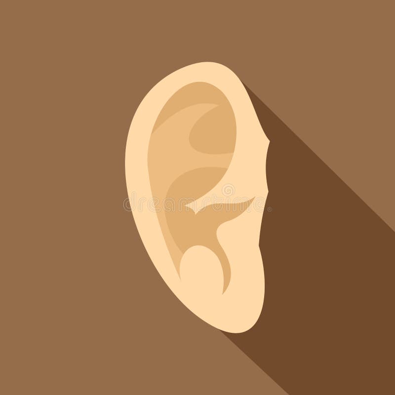 Ear icon, flat style stock vector. Illustration of otolaryngology ...