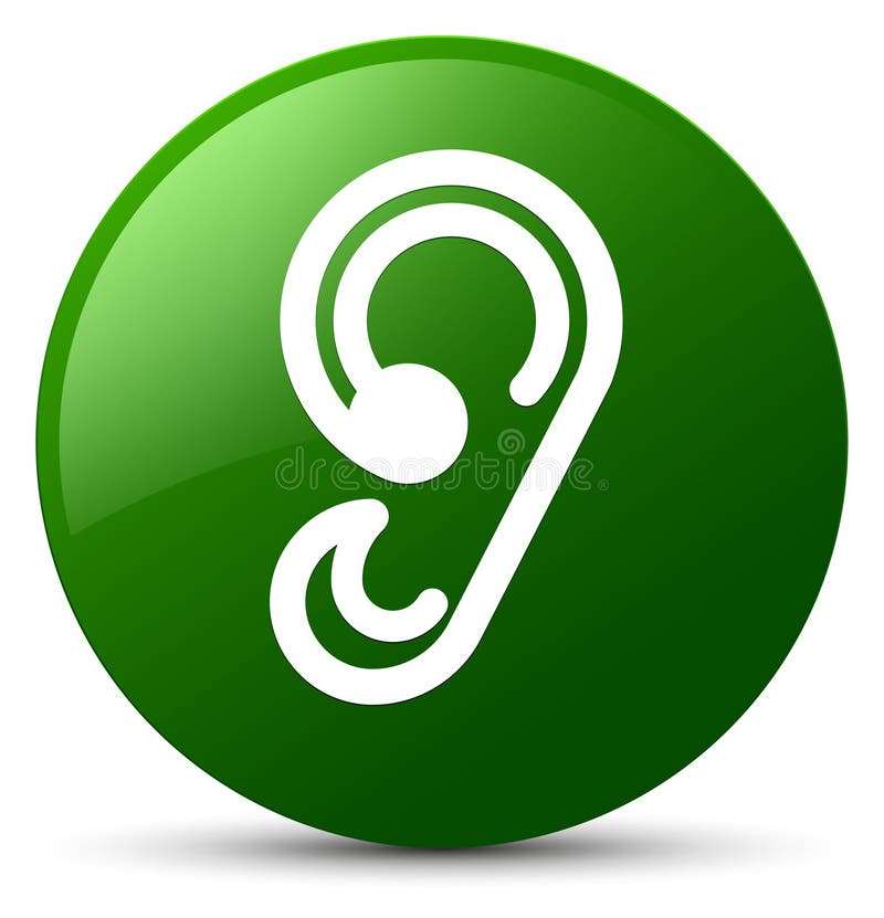 Ear Icon Green Round Button Stock Illustration - Illustration of round ...