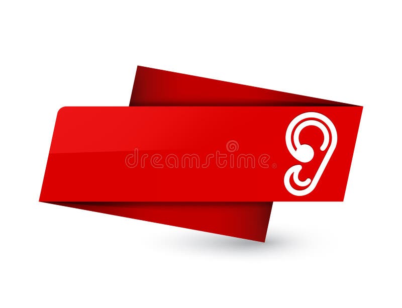 Ear Icon Premium Red Tag Sign Stock Illustration - Illustration of sign ...