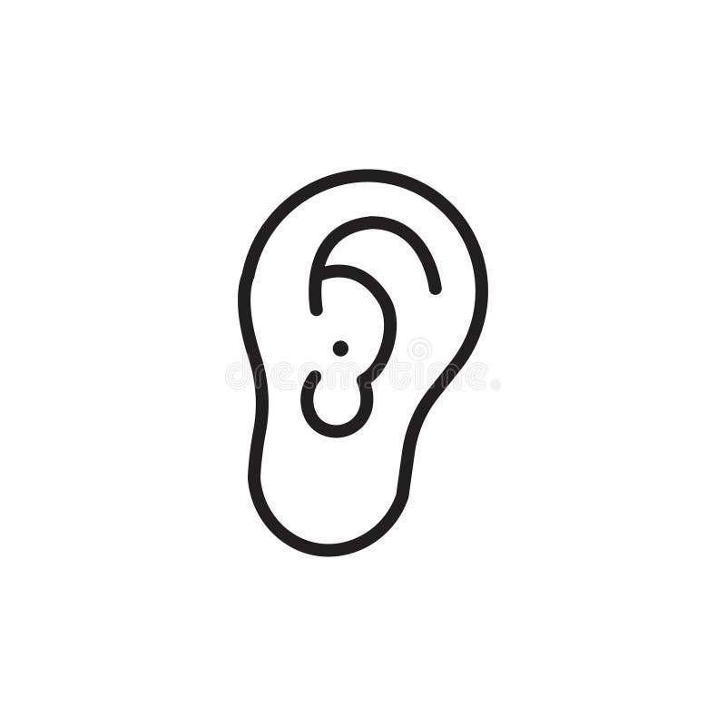 Ear Icon Simple Thin Outline Stock Vector - Illustration of flat, line ...