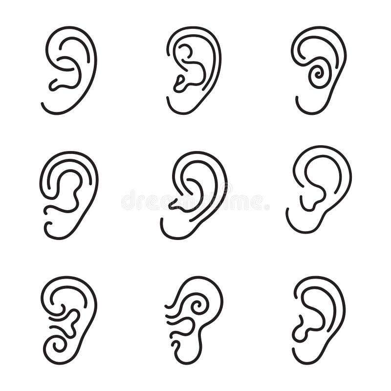 Ear icons set stock vector. Illustration of hear, sign - 77313939