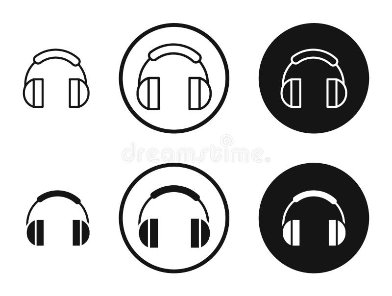 Ear Muffs Vector Icon Set in Black and White Outlines Stock Vector ...