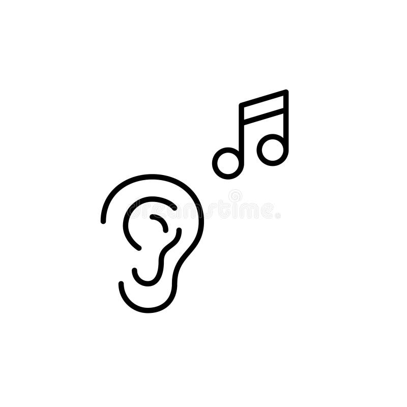 Ear and Musical Note. Listening To Audio File. Enhanced Hearing ...