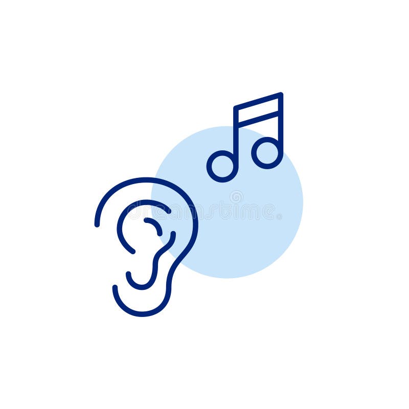 Ear and Musical Note. Listening To Audio File. Enhanced Hearing ...