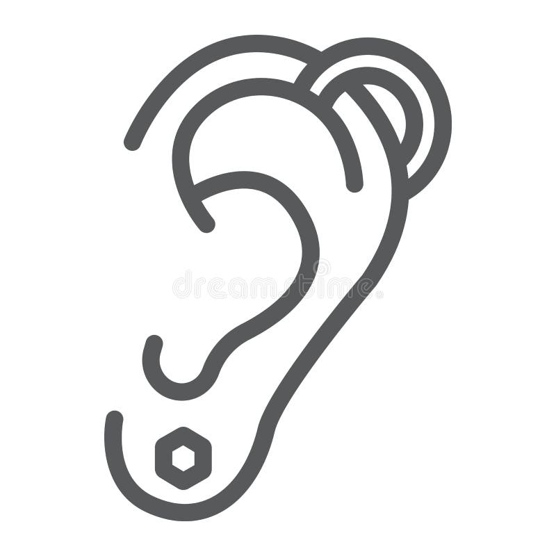 Ear Piercing Line Icon, Jewelry and Accessory, Pierced Ear Sign, Vector ...