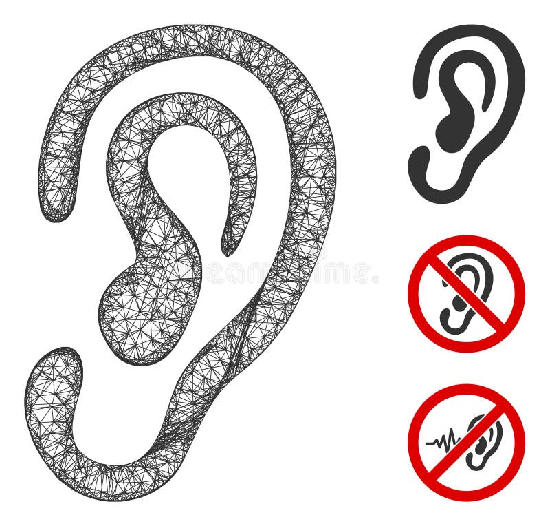 Ear Polygonal Web Vector Mesh Illustration Stock Vector - Illustration ...