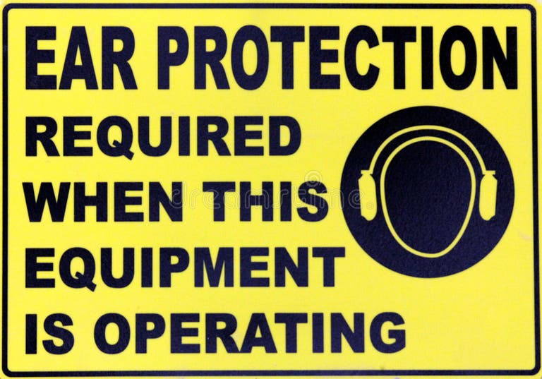 Ear Protection Yellow Sign Background Stock Photo - Image of decibels ...